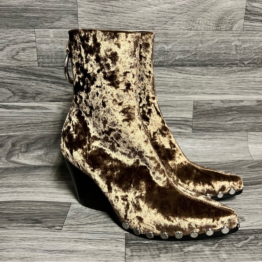 Jeffrey Campbell Walton Velvet Studded Ankle Boot Tau… - Gem